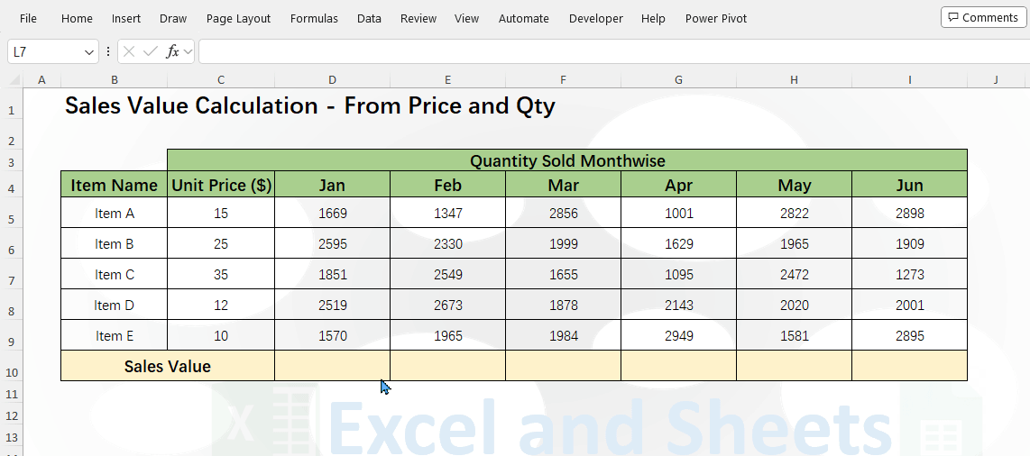 How To Calculate Sales Value In Excel Learn Excel And Sheets