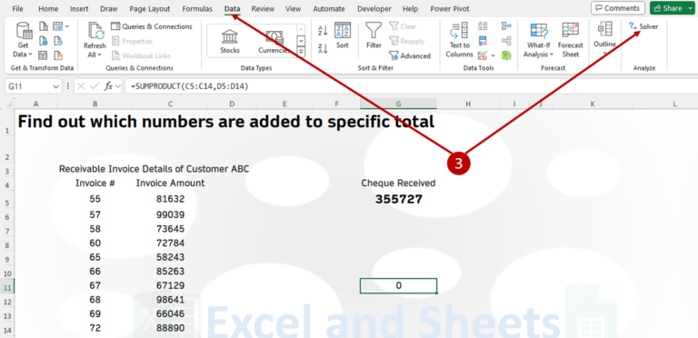 Find Out Which Numbers Add Up to a Total in Excel - Learn Excel and Sheets
