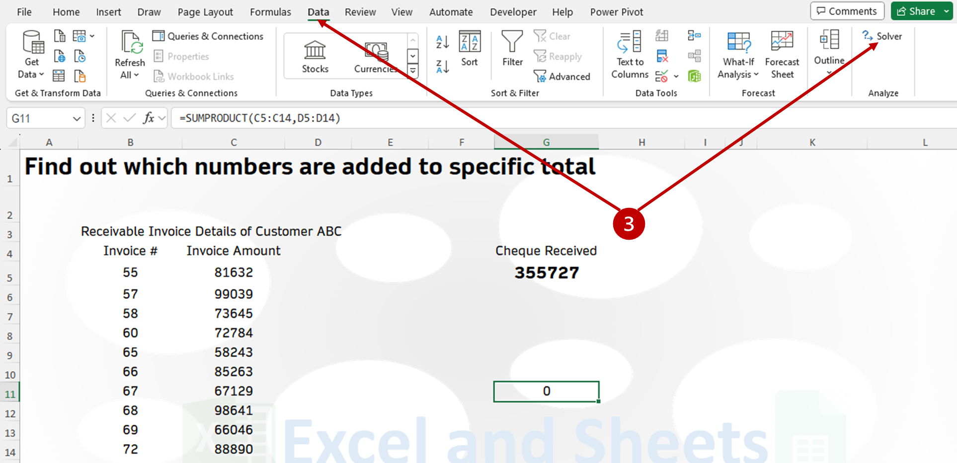 Find Out Which Numbers Add Up To A Total In Excel Learn Excel And Sheets 0051
