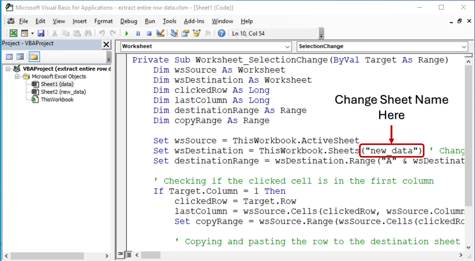 Automatically Extract Entire Row Data to New Sheet When Clicked in Excel - Learn Excel and Sheets
