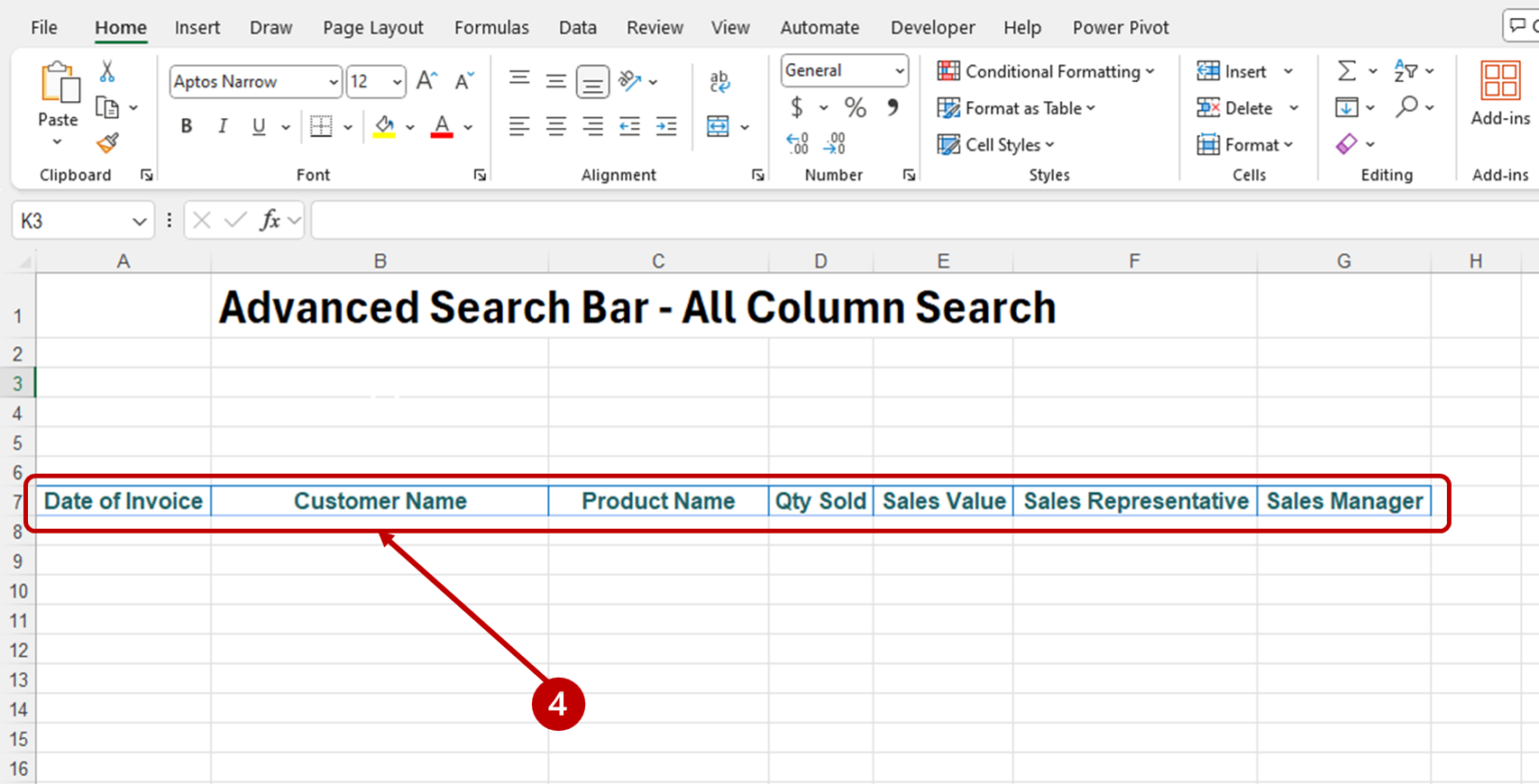 How to Make Search Bar in Excel for All Column Search - Learn Excel and ...